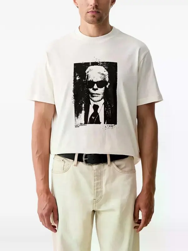 Karl Lagerfeld Graphic-print Crew-neck T-shirt - Neutrals