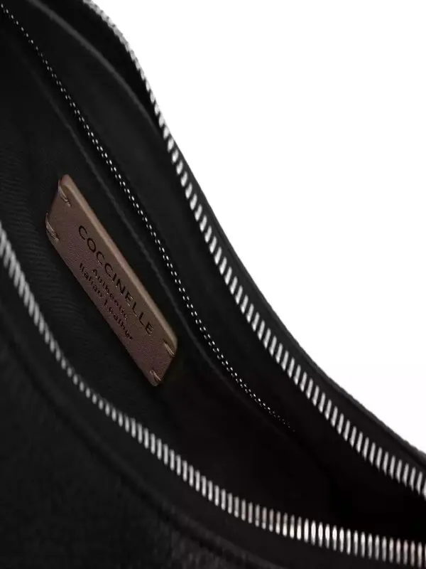 COCCINELLE Grained Leather Shoulder Bag With Silver-tone Buckle