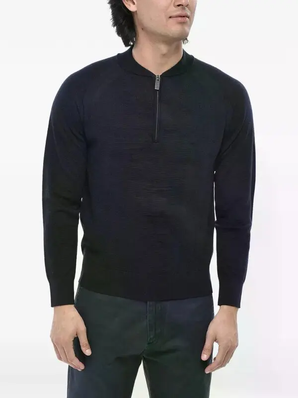 PAOLO PECORA Half-zip Wool Sweater - Blue
