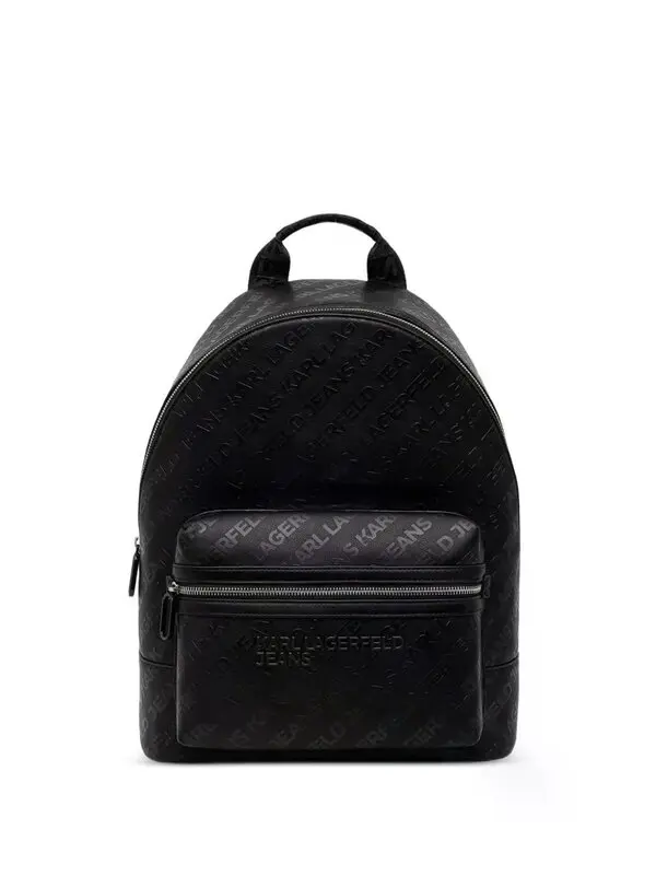 Karl Lagerfeld All-over Logo Embossed Backpack - Black