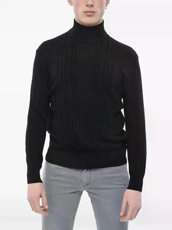 PAOLO PECORA Cable-knit Turtleneck Sweater - Black