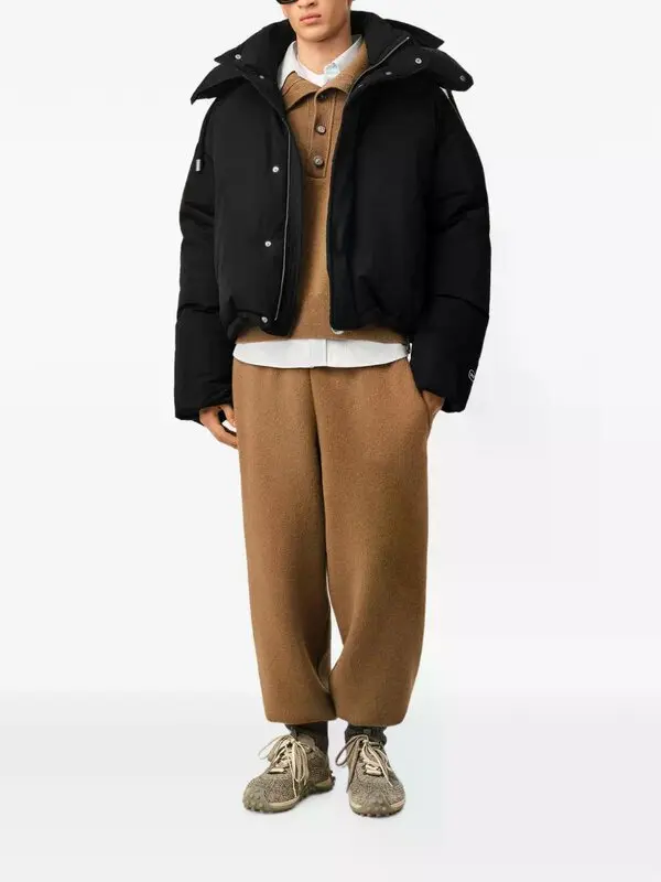 AMI Paris Hooded Nylon And Cotton Down Jacket With De Coeur