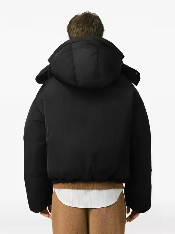 AMI Paris Hooded Nylon And Cotton Down Jacket With De Coeur