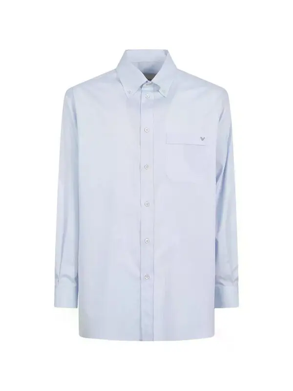 Valentino Garavani Vgold-plaque Pocket Shirt - Blue