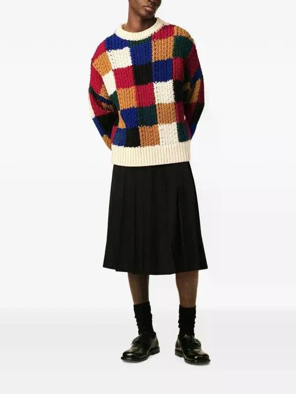 AMI Paris Checkered Wool Crew-neck Sweater