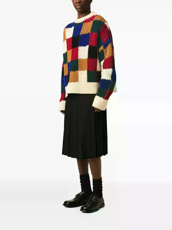 AMI Paris Checkered Wool Crew-neck Sweater