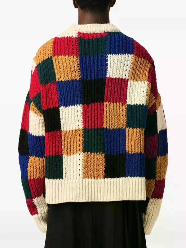 AMI Paris Checkered Wool Crew-neck Sweater