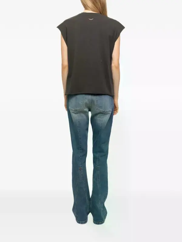 Zadig&Voltaire Cloe Motorcycle Print Rhinestone Embellished Tank Top