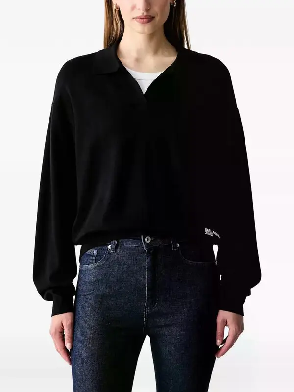 Karl Lagerfeld Polo-collar Sweater With Embroidered Logo