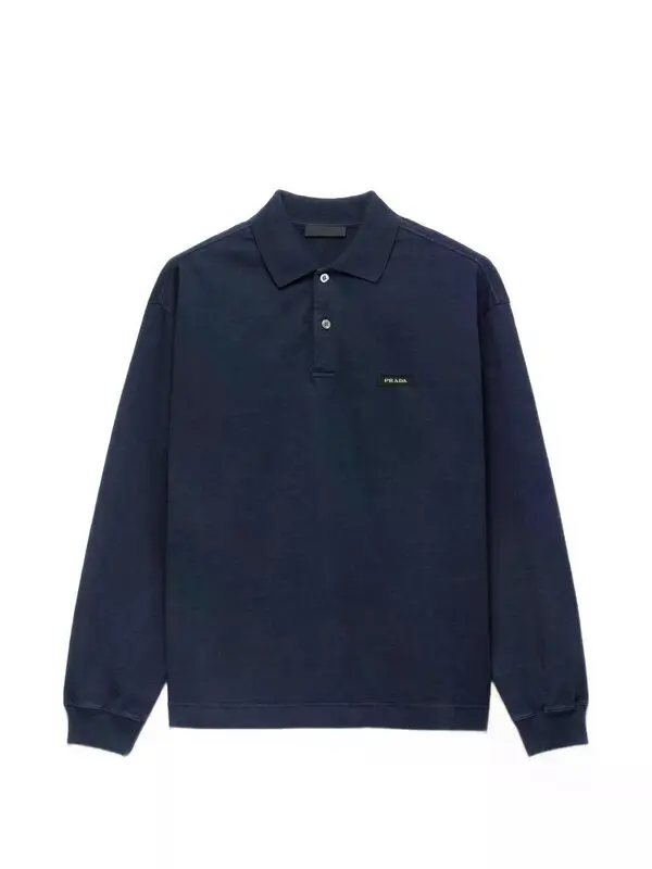 Prada Long-sleeved Cotton Polo Shirt - Blue