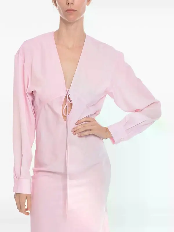 SUPER BLOND Cut-out Long Sleeve Midi Dress - Pink