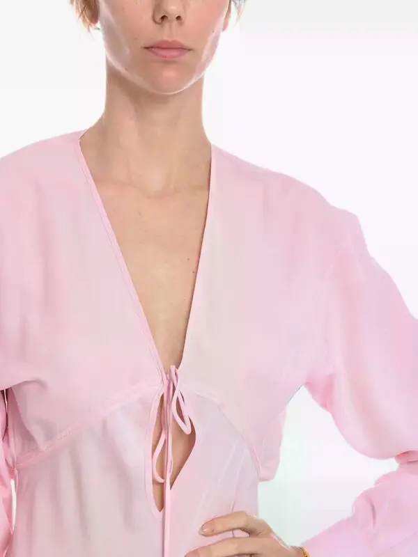 SUPER BLOND Cut-out Long Sleeve Midi Dress - Pink