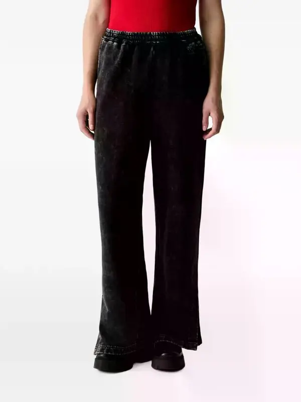 Karl Lagerfeld Acid-wash Logo-embroidered Track Pants - Black