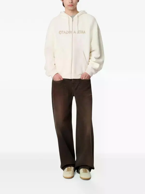 Axel Arigato Rhys Logo-embroidered Zip-up Hoodie - Neutrals