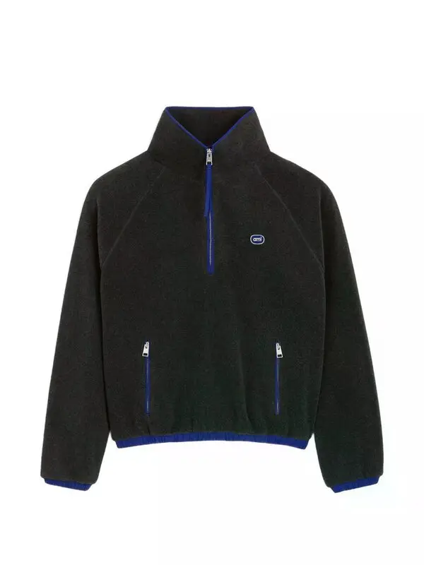 AMI Paris Fleece Vareuse With Patch - Grey