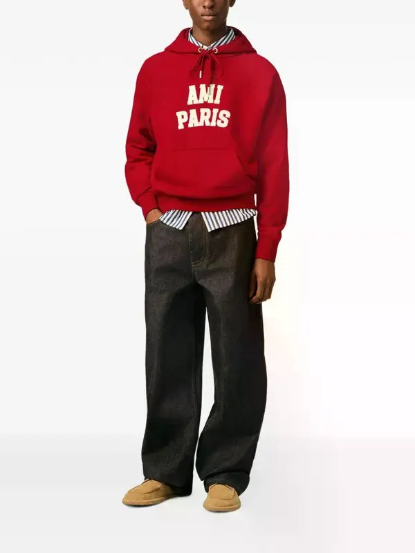 AMI Paris Cotton Hoodie With Embroidery