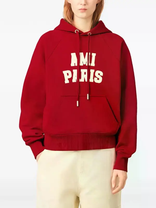 AMI Paris Cotton Hoodie With Embroidery