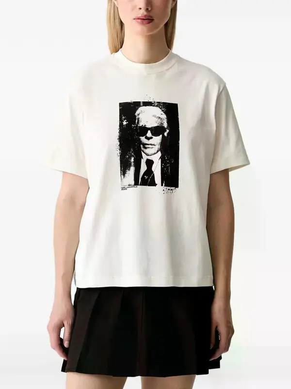 Karl Lagerfeld Graphic Print Cotton T-shirt - White