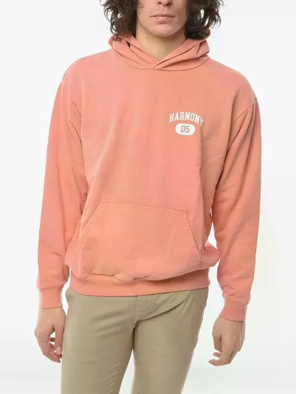 Harmony Logo Print Brushed Cotton Hoodie - Pink