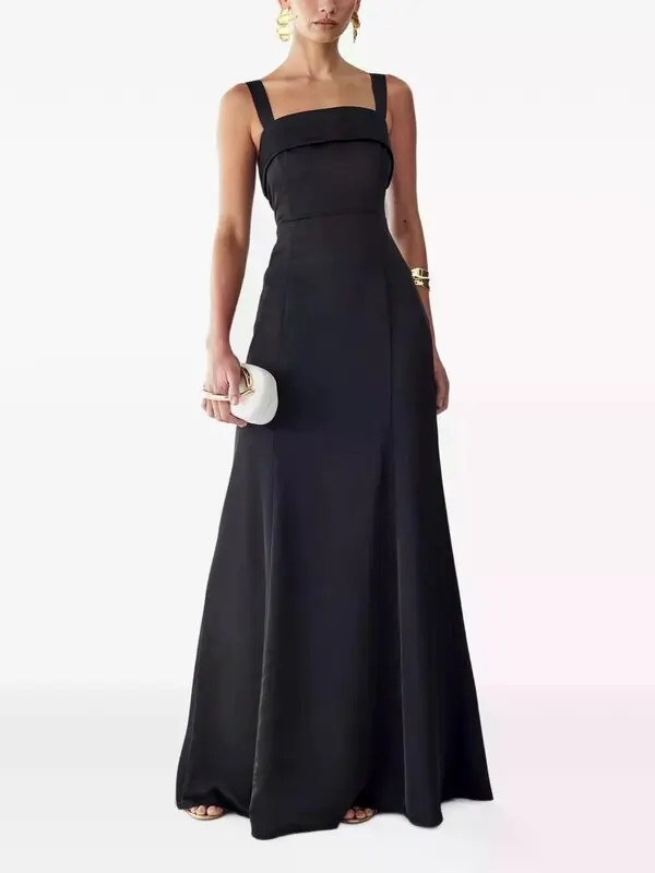 WILLA Square-neck Panelled Maxi Dress - Black
