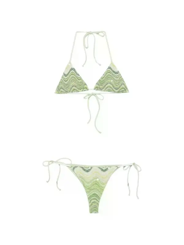 MC2 SAINT BARTH Sequin-embellished Zig-zag Bikini - Green