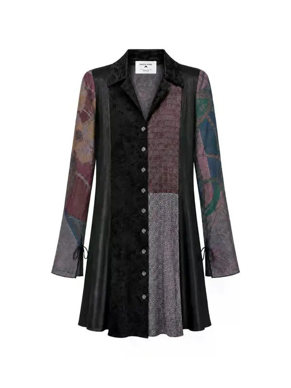 MARINE SERRE Arthropoda Patchwork Shirt Mini Dress - Black