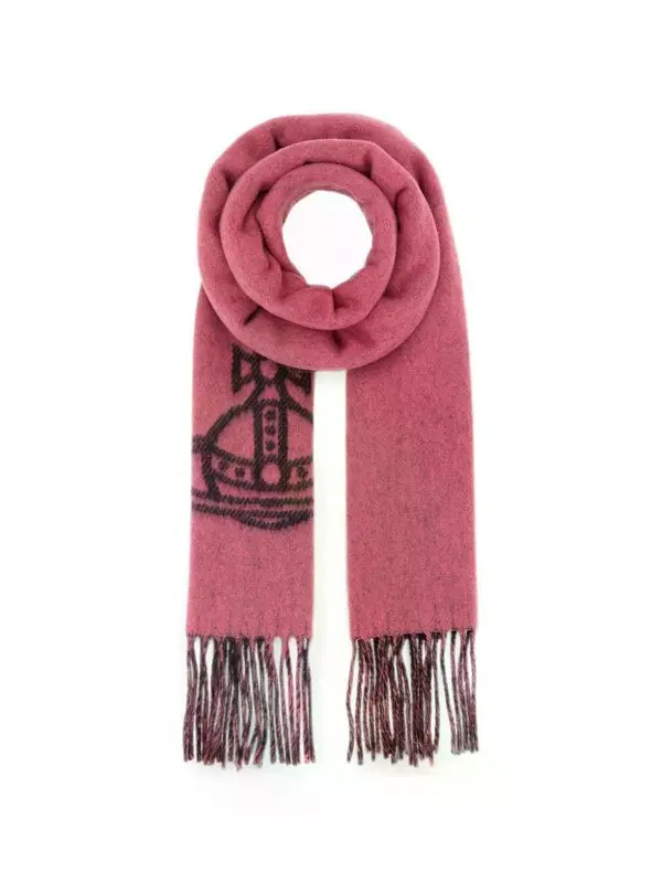 VIVIENNE WESTWOOD Logo-motif Fringed Scarf - Pink