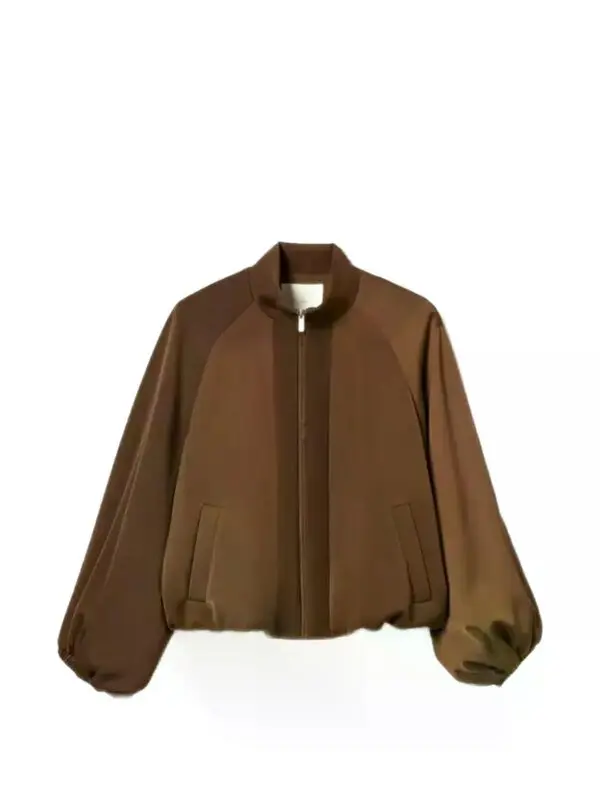 TWINSET Zip-up Balloon-sleeve Bomber Jacket - Brown