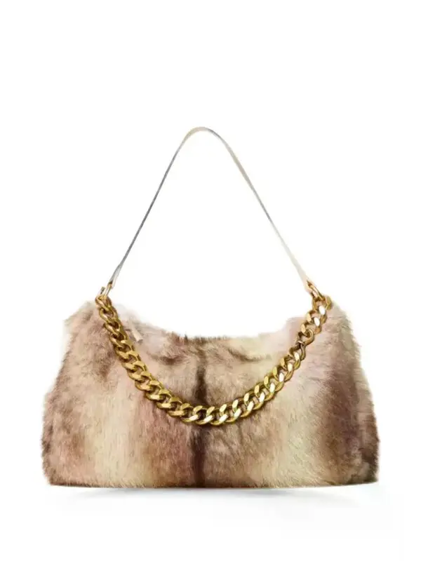 TWINSET Faux-fur Chain-link Tote Bag - Neutrals