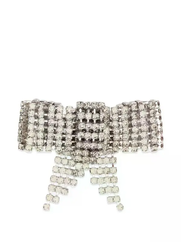 Lisa C Embellished Bow Brooch - Silver