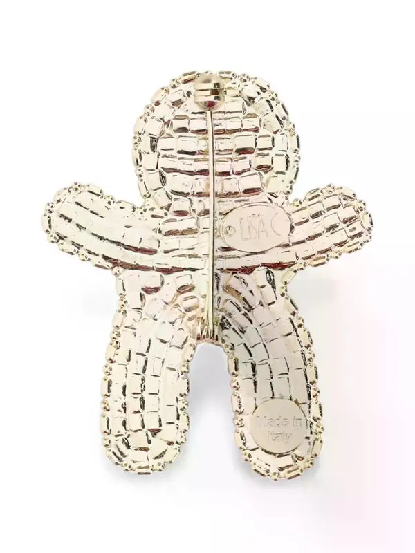 Lisa C Crystal-embellished Gingerbread Brooch - Gold