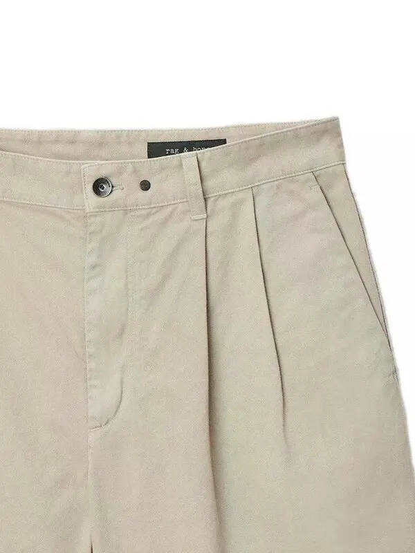Rag & Bone Pleated Frayed-hem Shorts - Neutrals