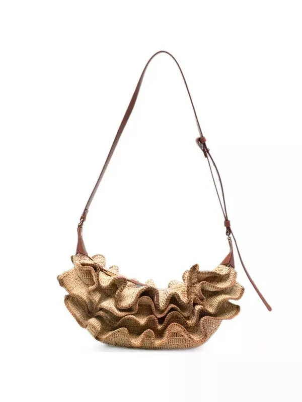 Zimmermann Ruffled Raffia Shoulder Bag