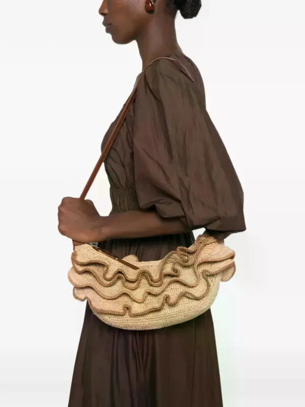 Zimmermann Ruffled Raffia Shoulder Bag