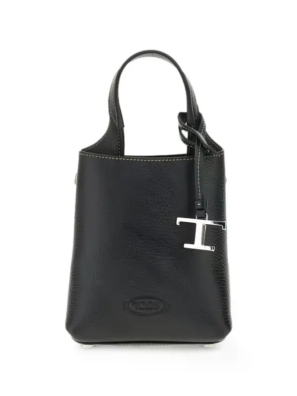 TOD'S T Timeless Pebbled Bucket Bag - Black