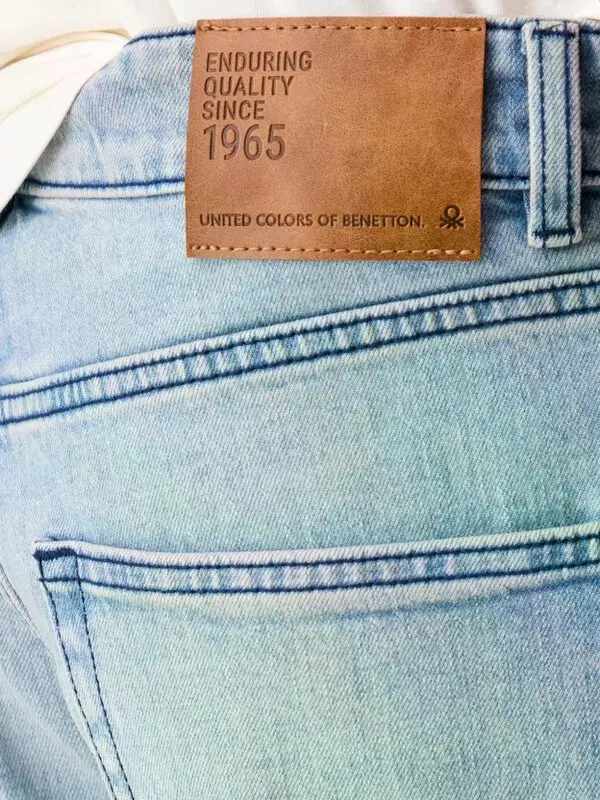 BENETTON Regular-fit Washed Denim Shorts
