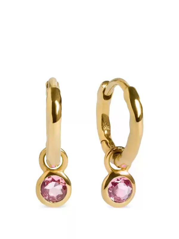 Monica Vinader Hammered Pink-tourmaline Hoop Earrings - Gold