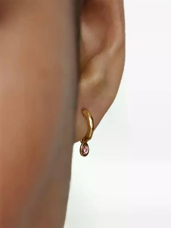 Monica Vinader Hammered Pink Tourmaline Hoop Earrings - Gold