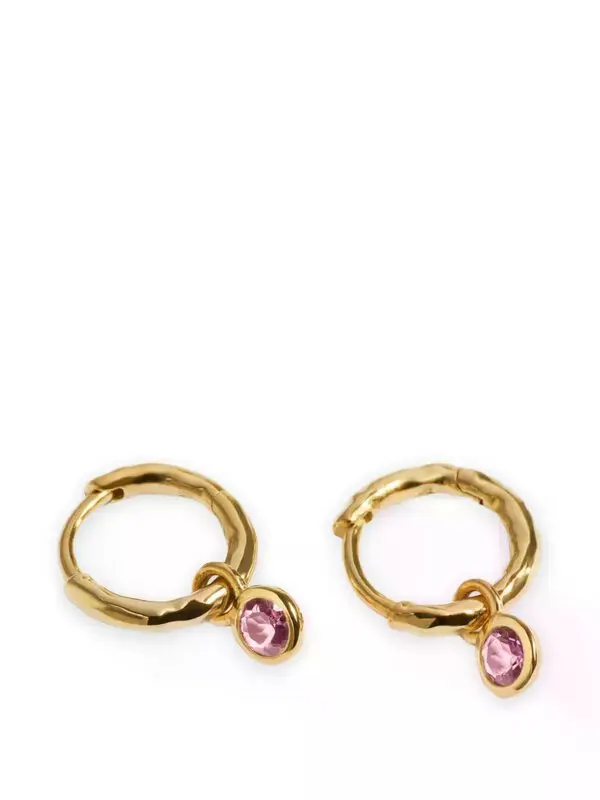 Monica Vinader Hammered Pink Tourmaline Hoop Earrings - Gold