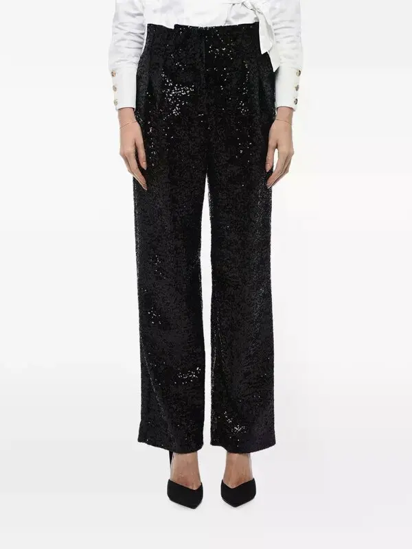 IN THE MOOD FOR LOVE Sequined Trousers - Black