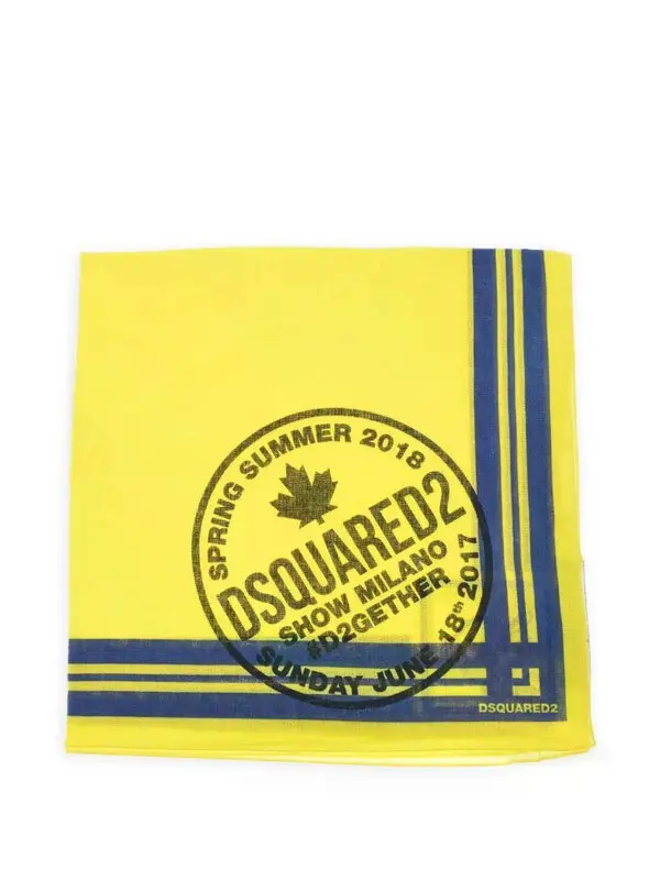 Dsquared2 Logo Print Cotton Bandana - Yellow