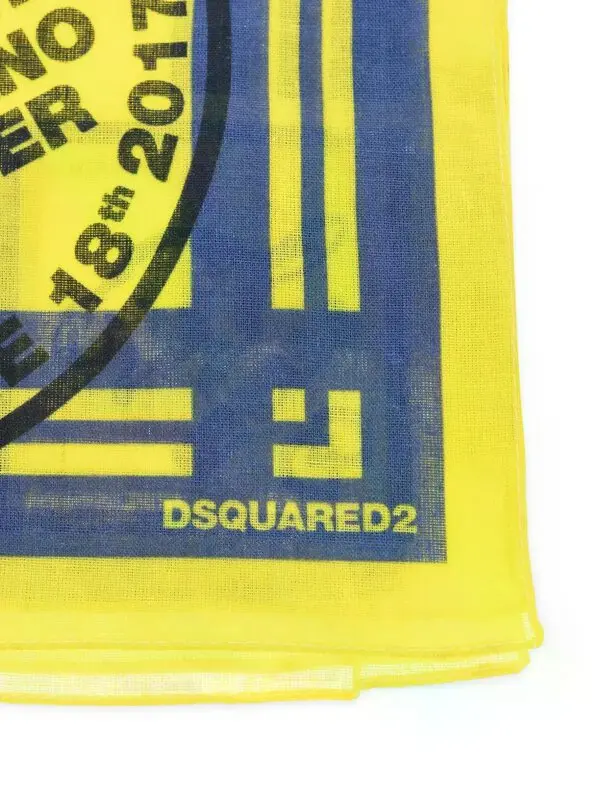 Dsquared2 Logo Print Cotton Bandana - Yellow