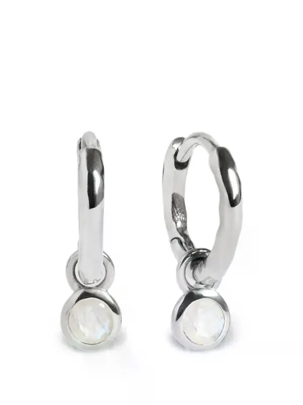 Monica Vinader Moonstone-charm Hoop Earrings - Silver