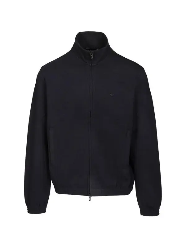 Emporio Armani Full-zip Textured Sweater - Blue