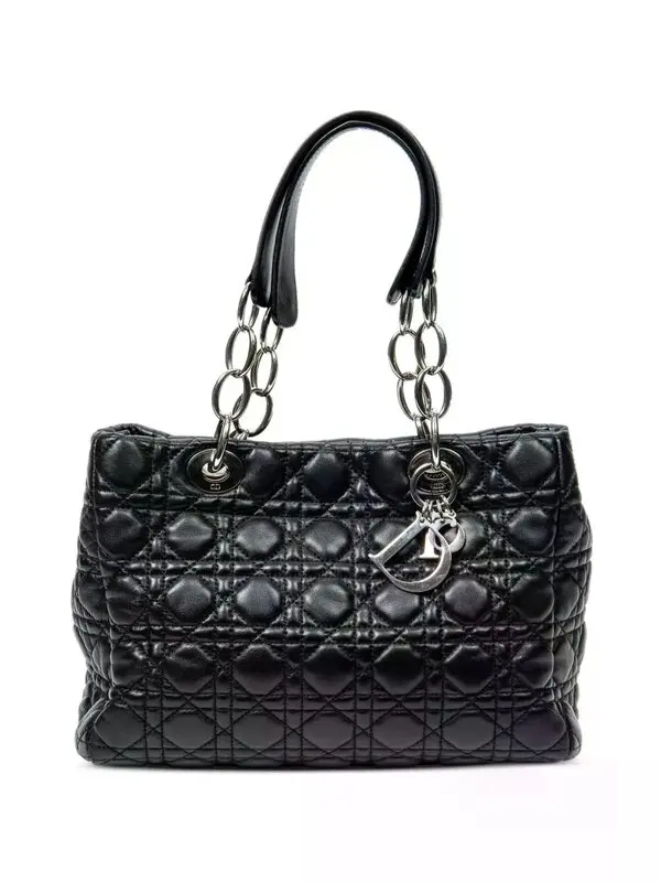 Dior Cannage Quilted Leather Tote Bag - Black