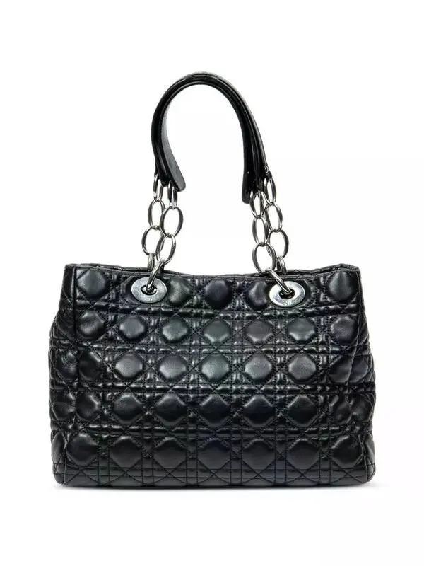 Dior Cannage Quilted Leather Tote Bag - Black