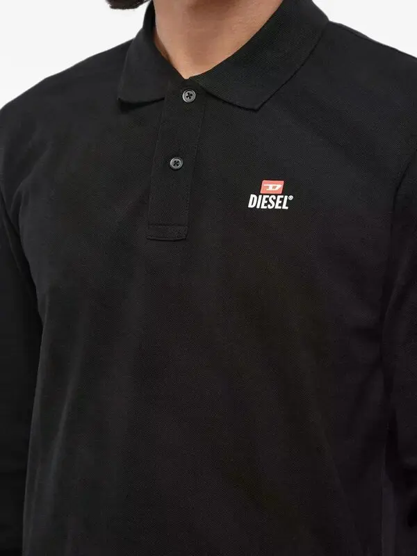 DIESEL® Logo-print Long-sleeve Polo Shirt