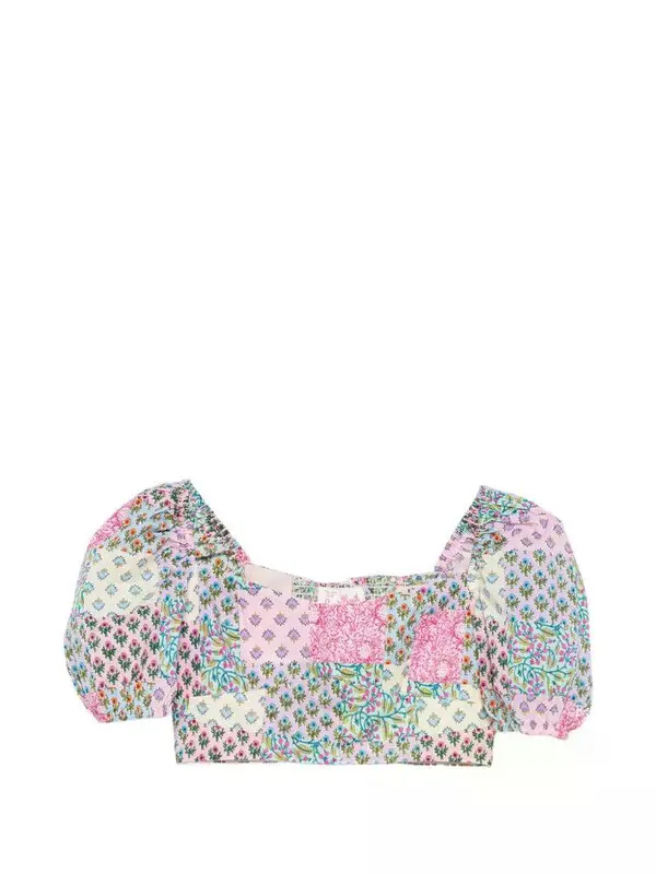 MC2 SAINT BARTH Delia Square-neck Floral-detail Top - Pink
