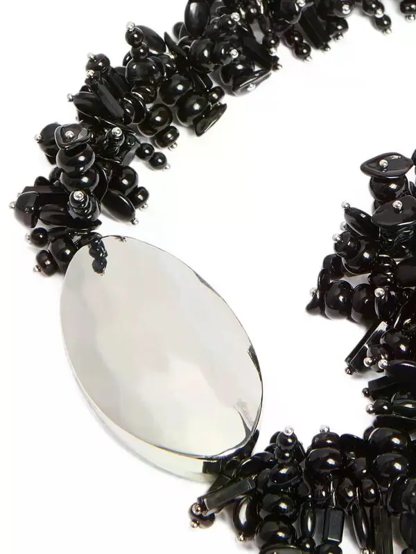 Liviana Conti Minerva Beaded Oval-plaque Necklace - Black