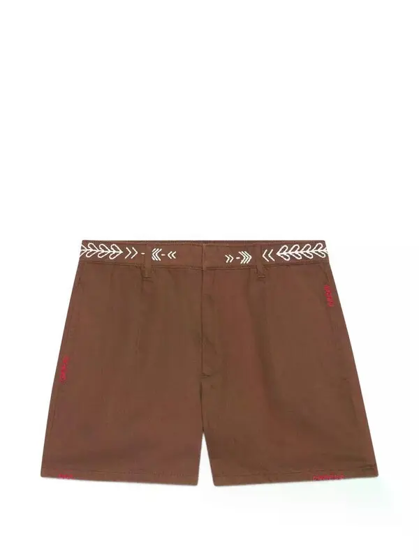 OTTOD'AME Embroidered-waistband Shorts - Brown